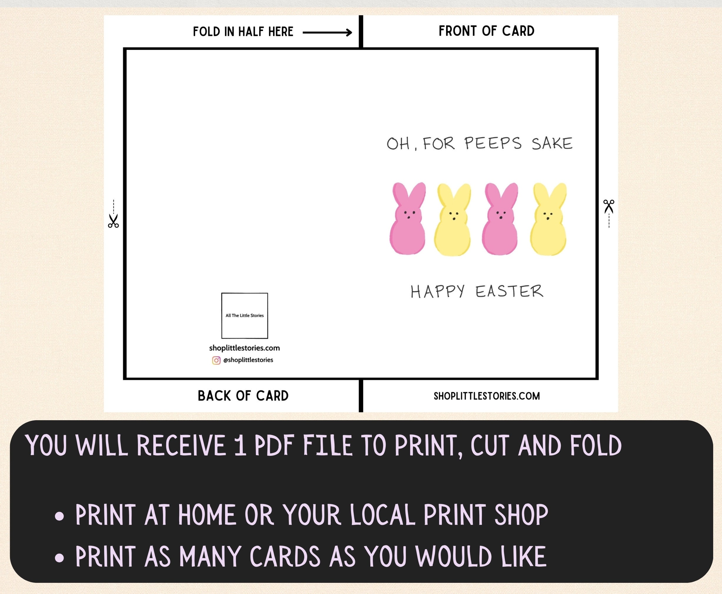 Funny 'peeps' Easter Card, Happy Easter Card, Easter Bunny Card, Cute ...