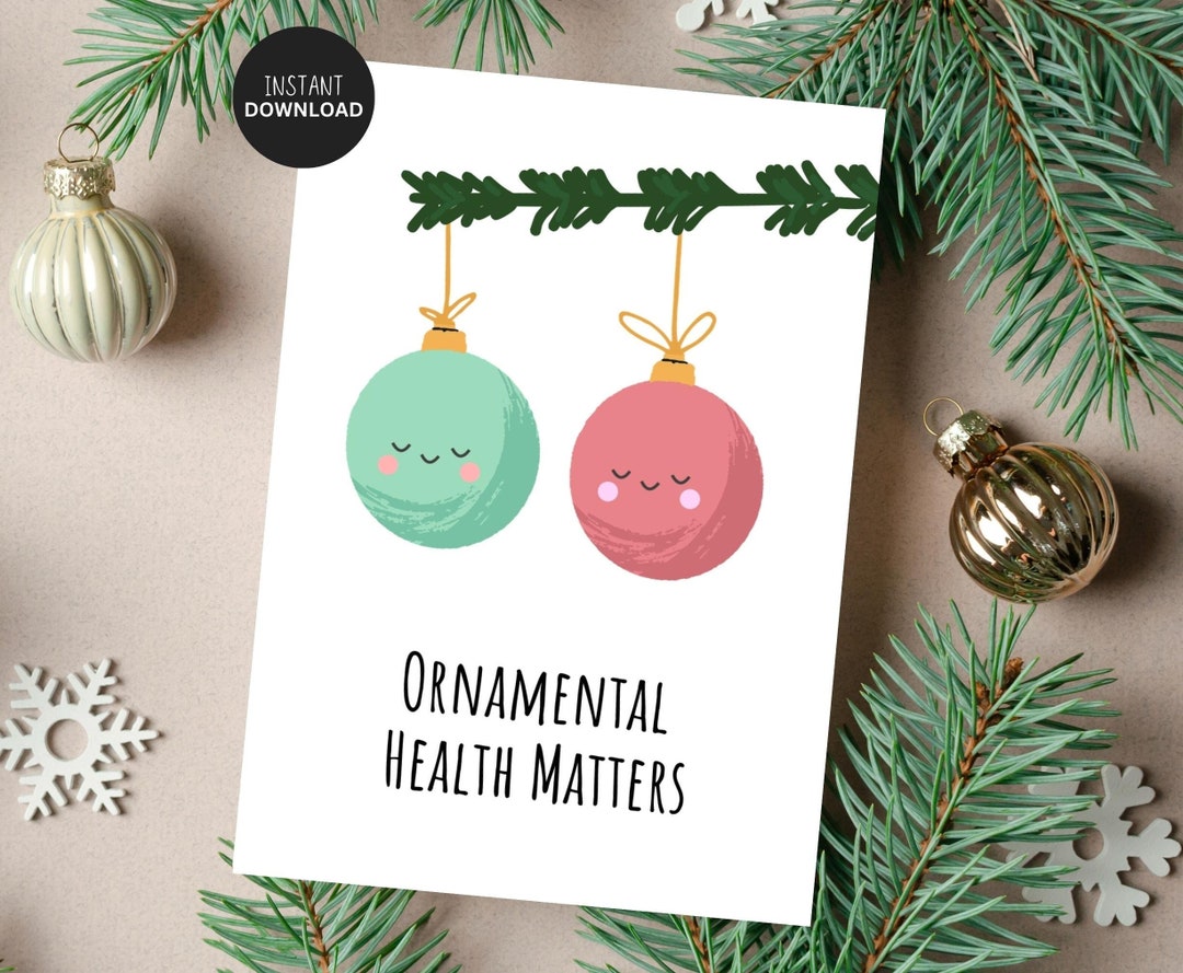 Funny 'mental Health Matters' Christmas Card, Christmas Ornament Card ...
