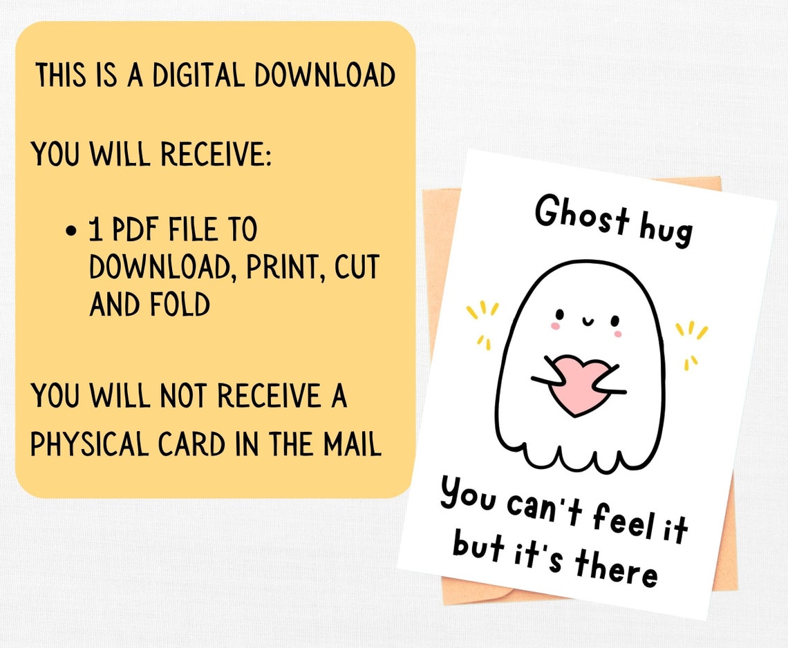 Ghost Hug Halloween Card, Funny Card for Halloween, Greeting Card ...