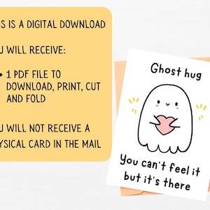 Ghost Hug Halloween Card, Funny Card for Halloween, Greeting Card ...