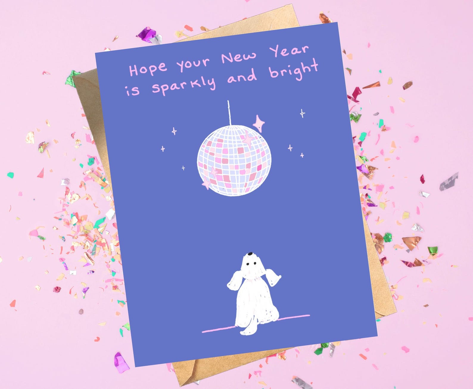 Cute 'hope Your New Year is Sparkly and Bright' New Years Card, Dog New ...
