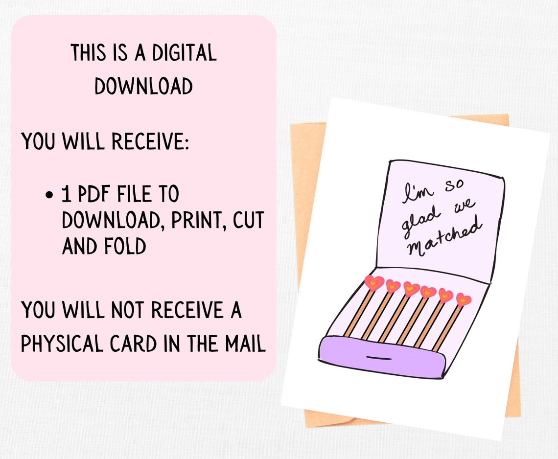 Funny 'glad We Matched' Anniversary Card for Boyfriend, Husband ...