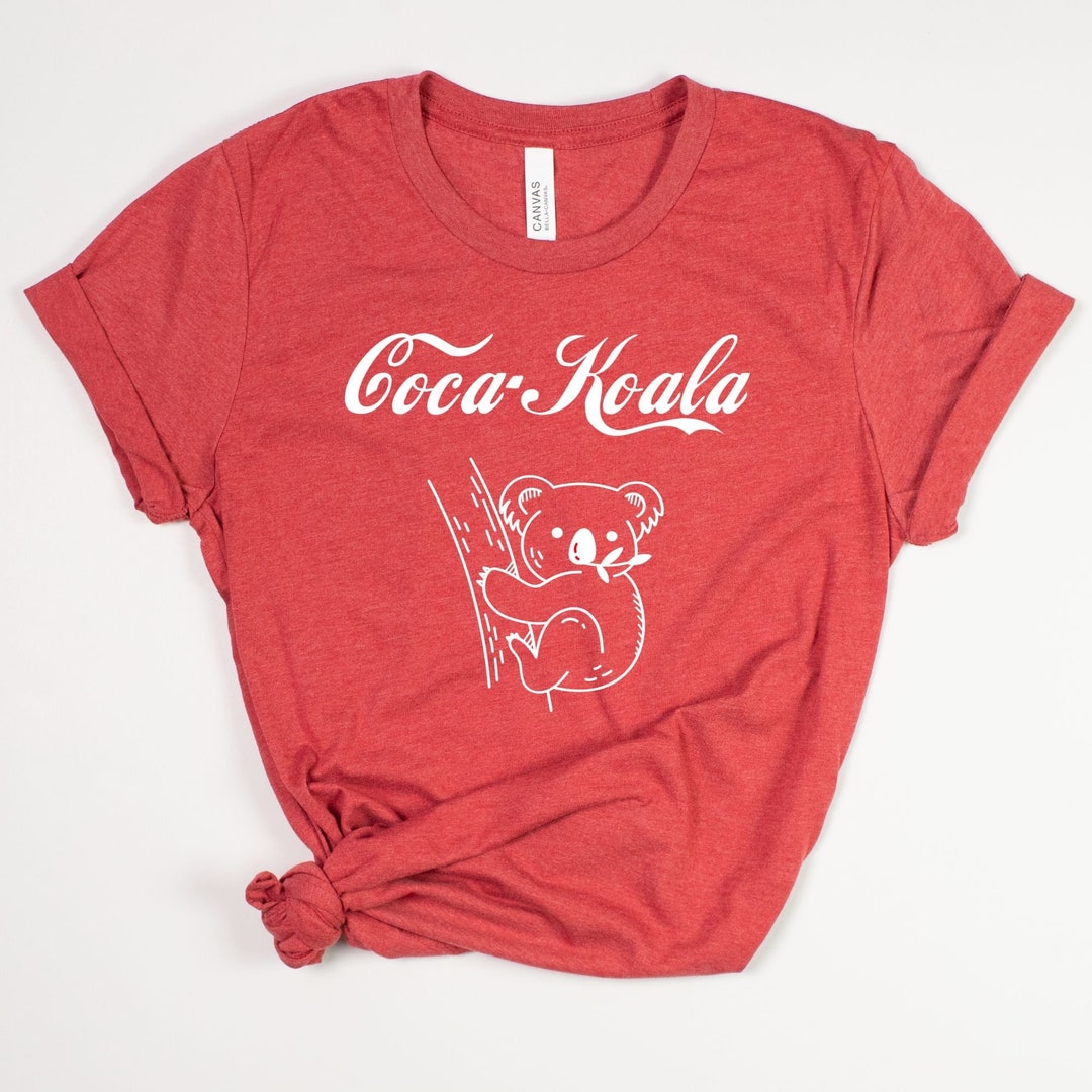 Coca Koala T-shirt, Women's Coca Cola Logo T-shirt, Cute Pun T-shirt, Vintage Aesthetic Logo T ...