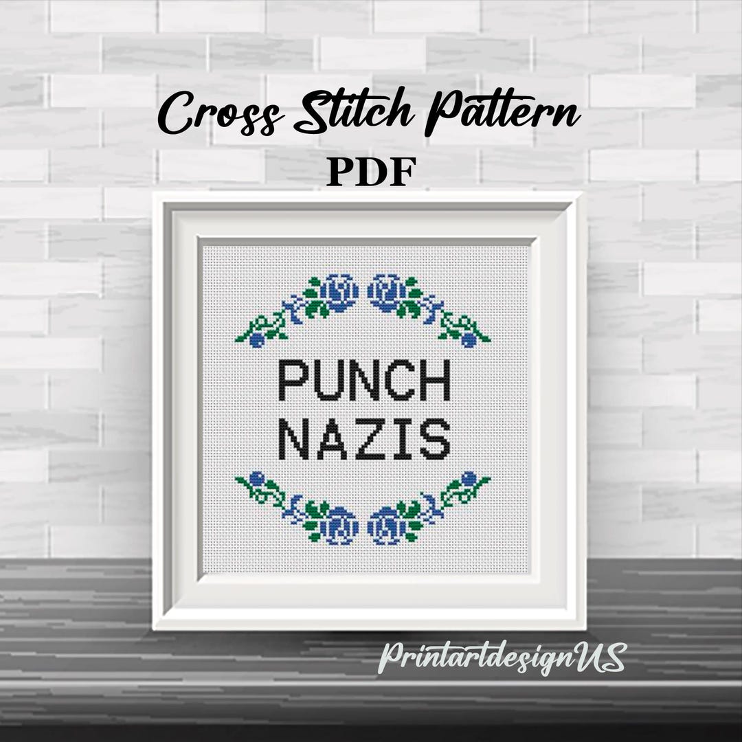 Punch Nazis Cross Stitch Pattern: Sarcastic Political Meme (PDF Pattern ...