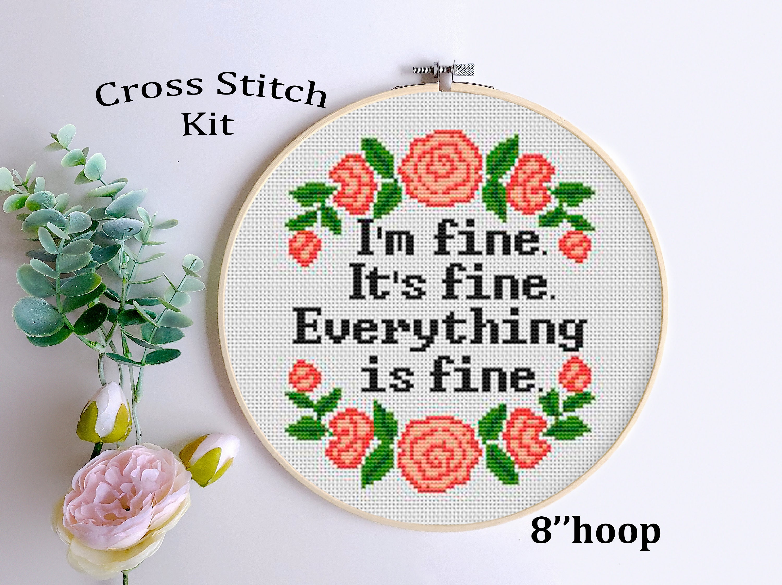 I'm Fine. It's Fine. Everything is Fine. Motivational Starter Cross ...