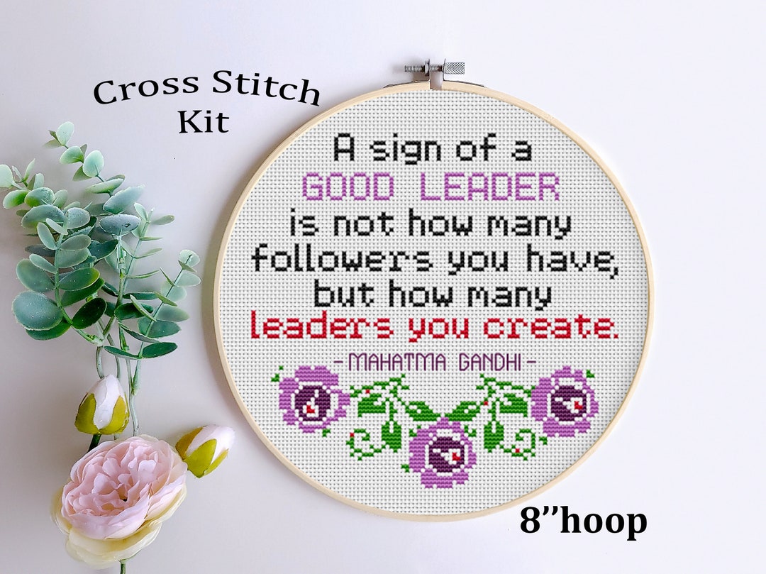 Gandhi Quote Cross Stitch Kit: Leader Sign, Beginner Craft - Etsy