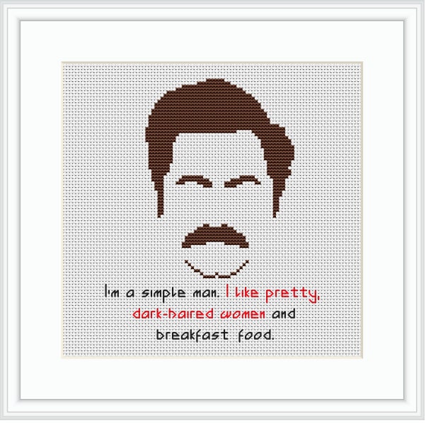 I'm A Simple Man. Ron Swanson Cross Stitch Kit. Ron Swanson Quotes Kit ...