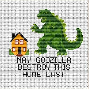 Godzilla Cross Stitch Pattern, Funny Subversive Design (PDF Pattern) - Etsy
