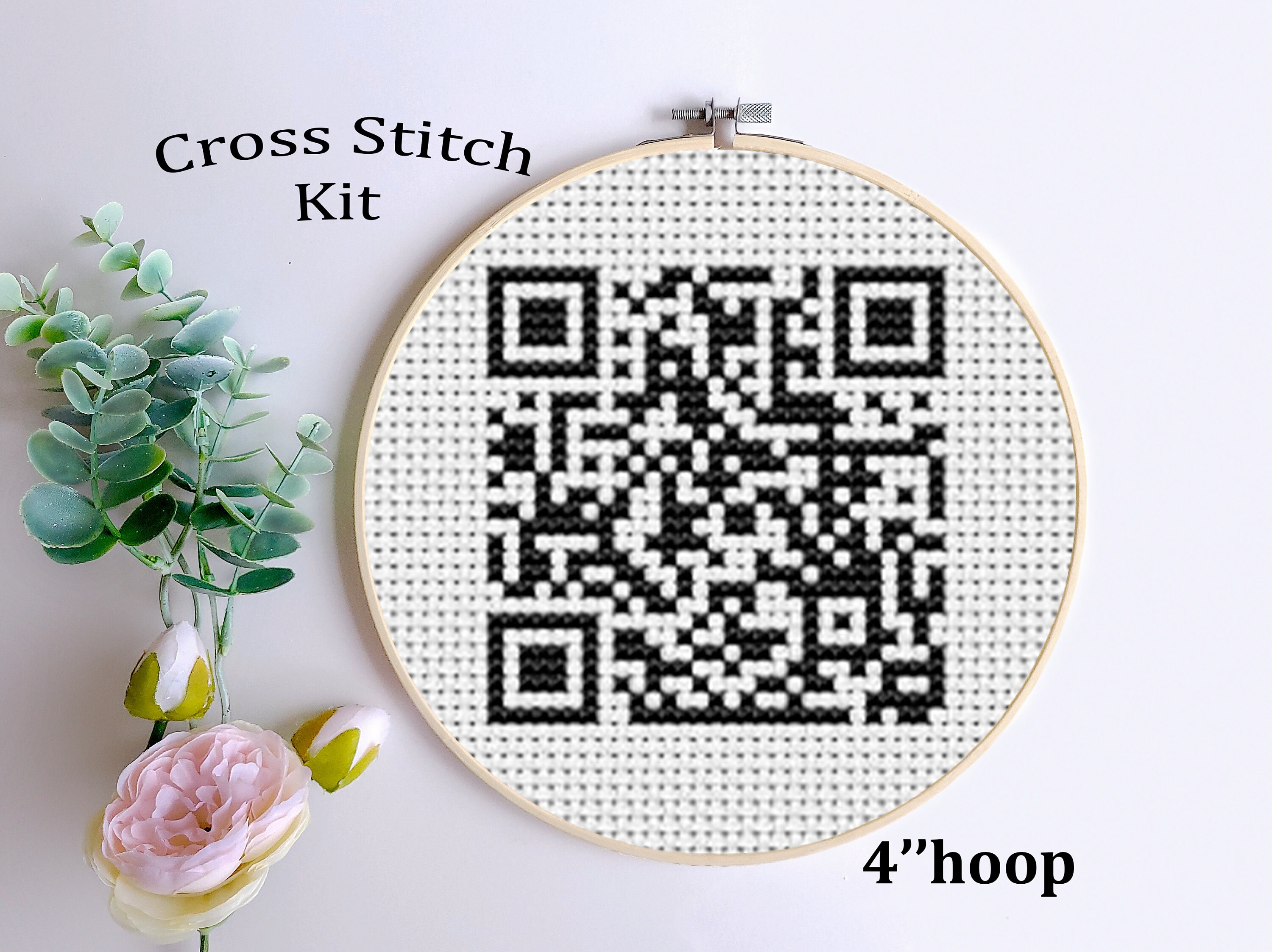 Custom QR Code Cross Stitch Pattern. Your Text Song Email Wi-fi URL QR ...