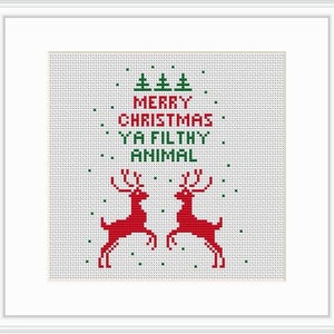 Merry Christmas Ya Filthy Animal Cross Stitch Kit. Funny Christmas ...
