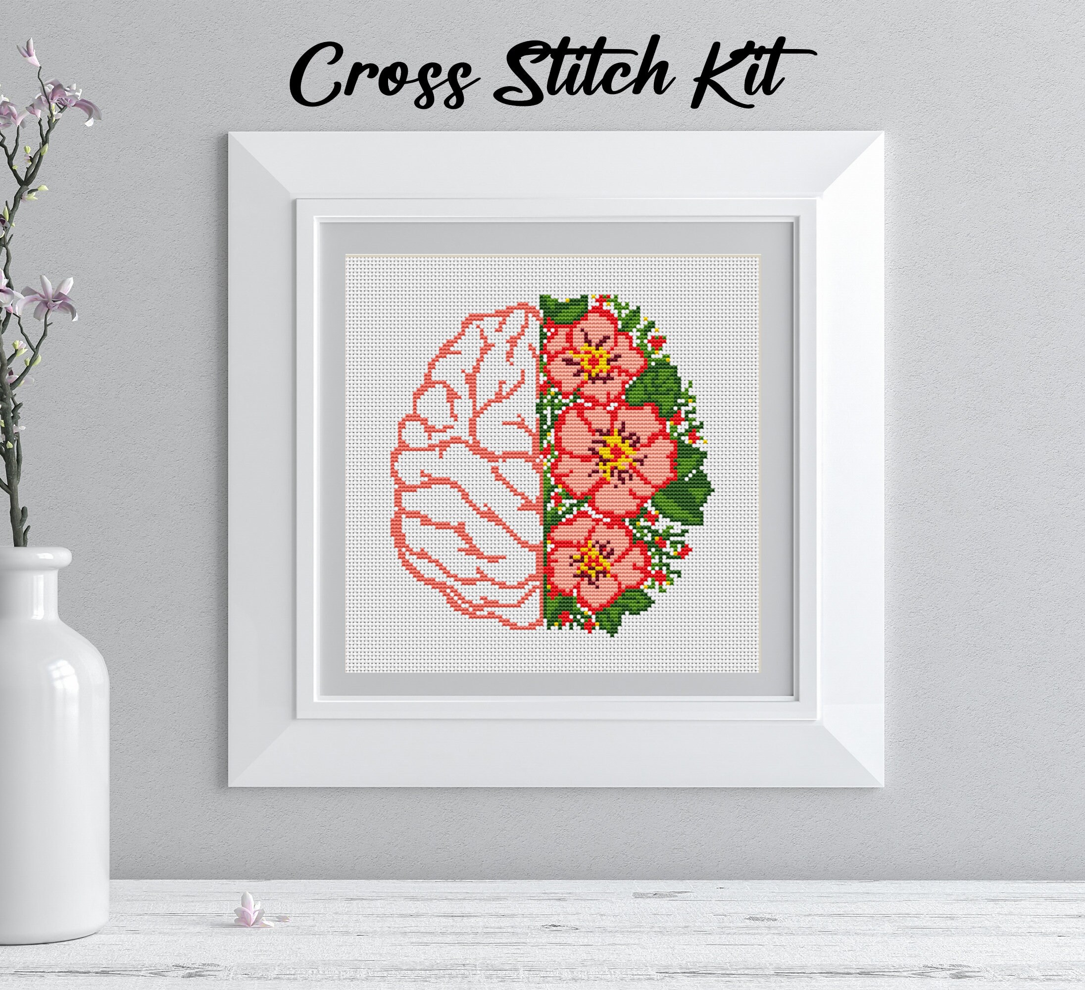 Human Brain Cross Stitch Kit. Anatomy Brain PDF Instant Download ...