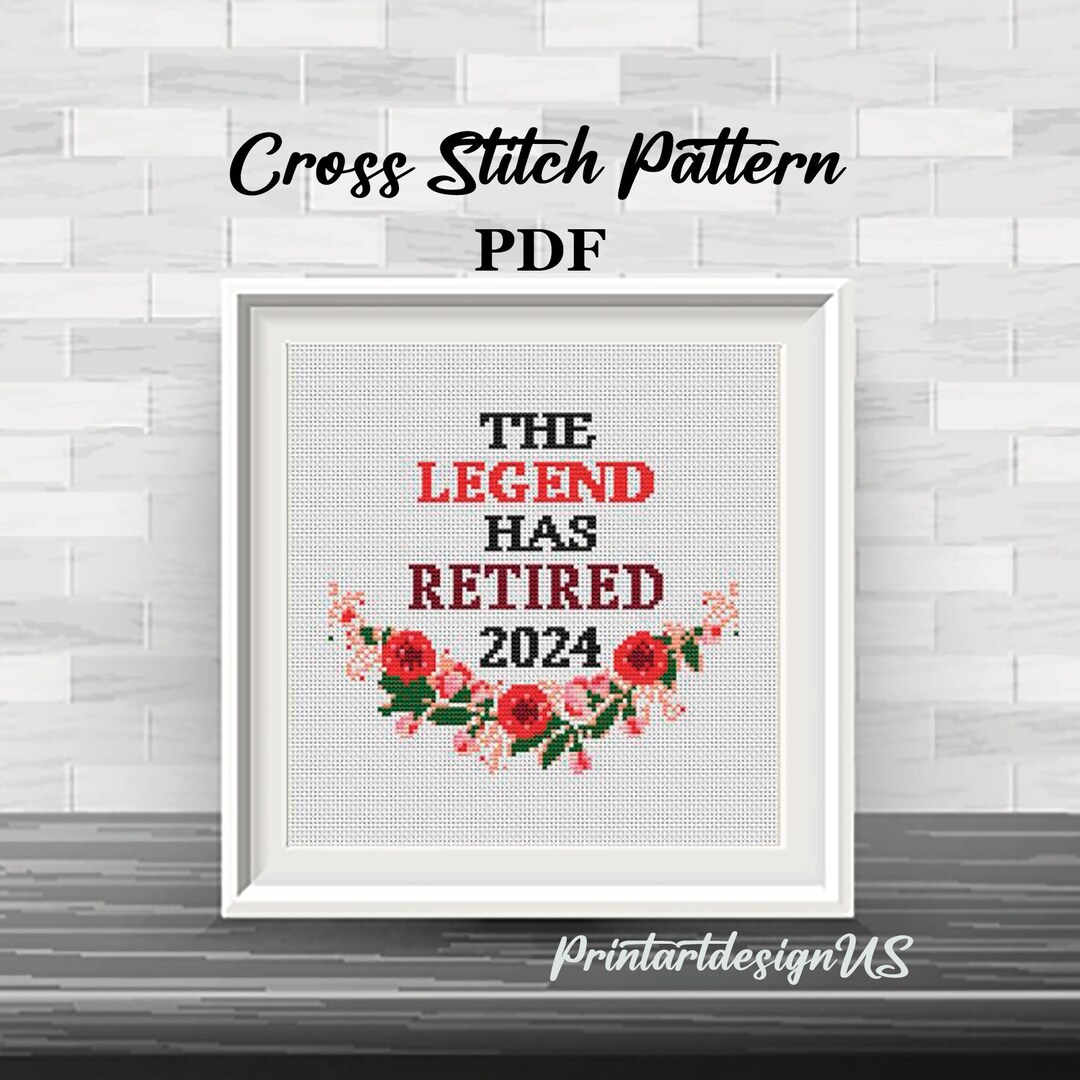 The Legend Has Retired Cross Stitch Pattern: Modern Floral Wreath (PDF ...