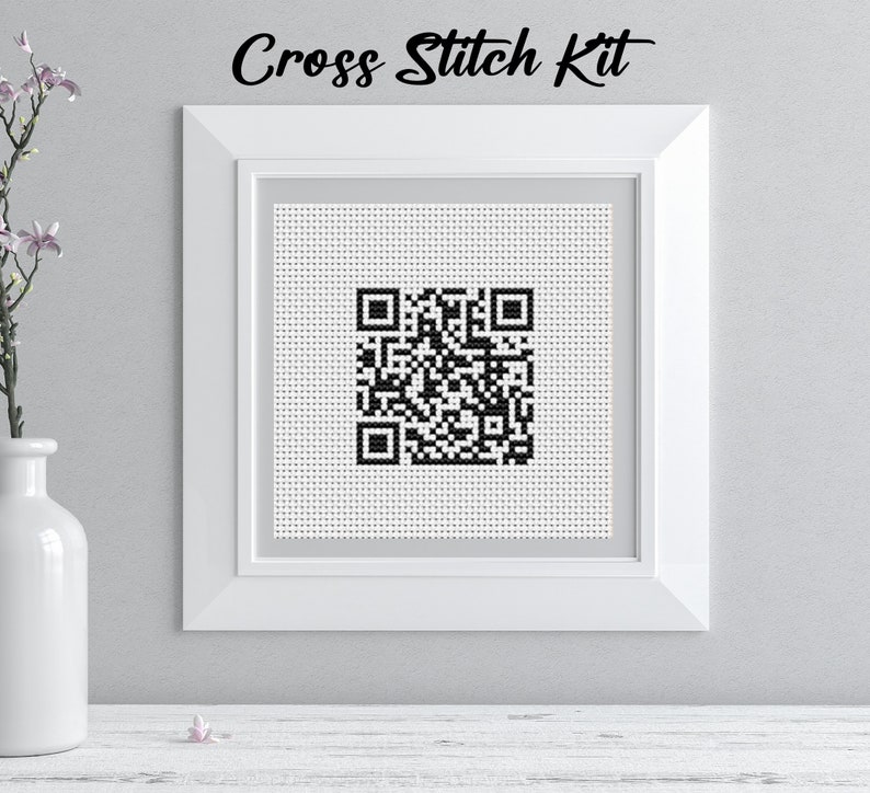 Custom QR Code Cross Stitch Pattern. Your Text Song Email Wi-fi URL QR ...