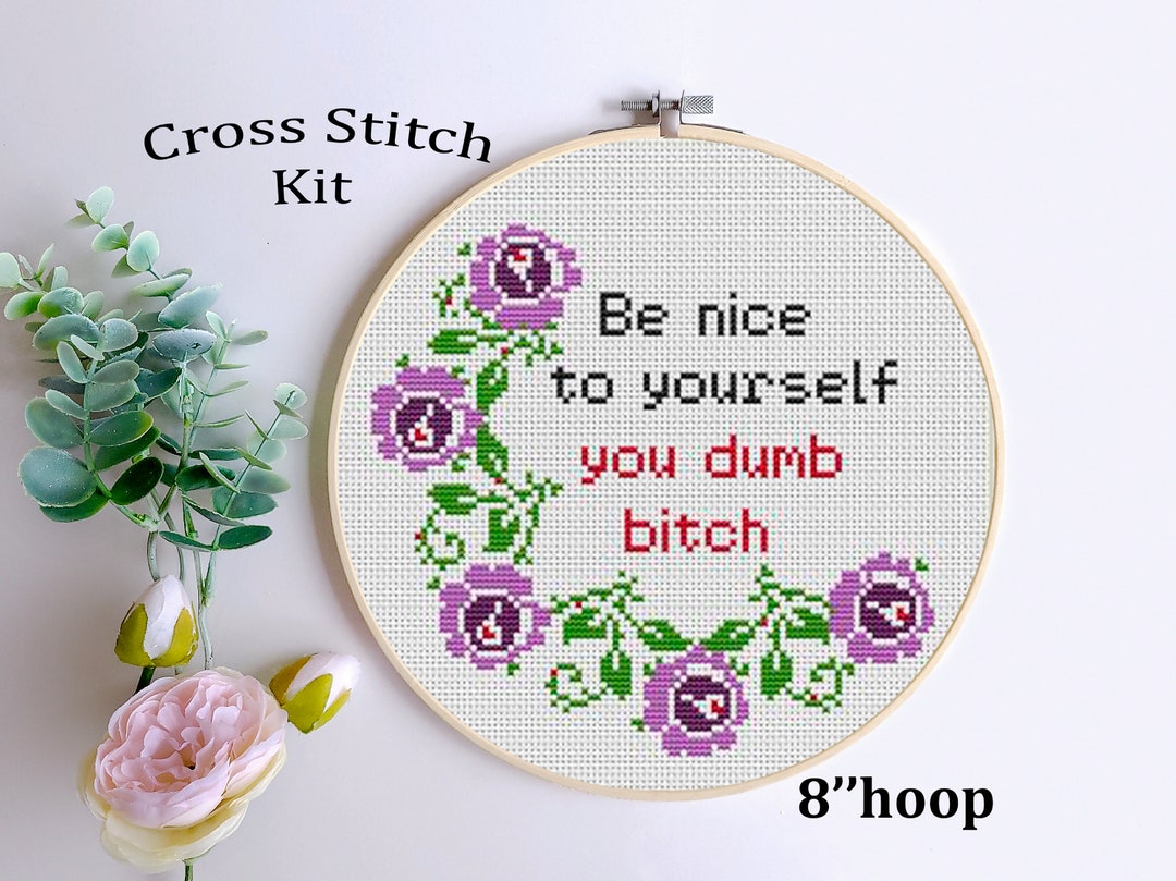 Be Nice to Yourself You Dumb Bitch. Cross Stitch Kit. Embroidery Kit ...