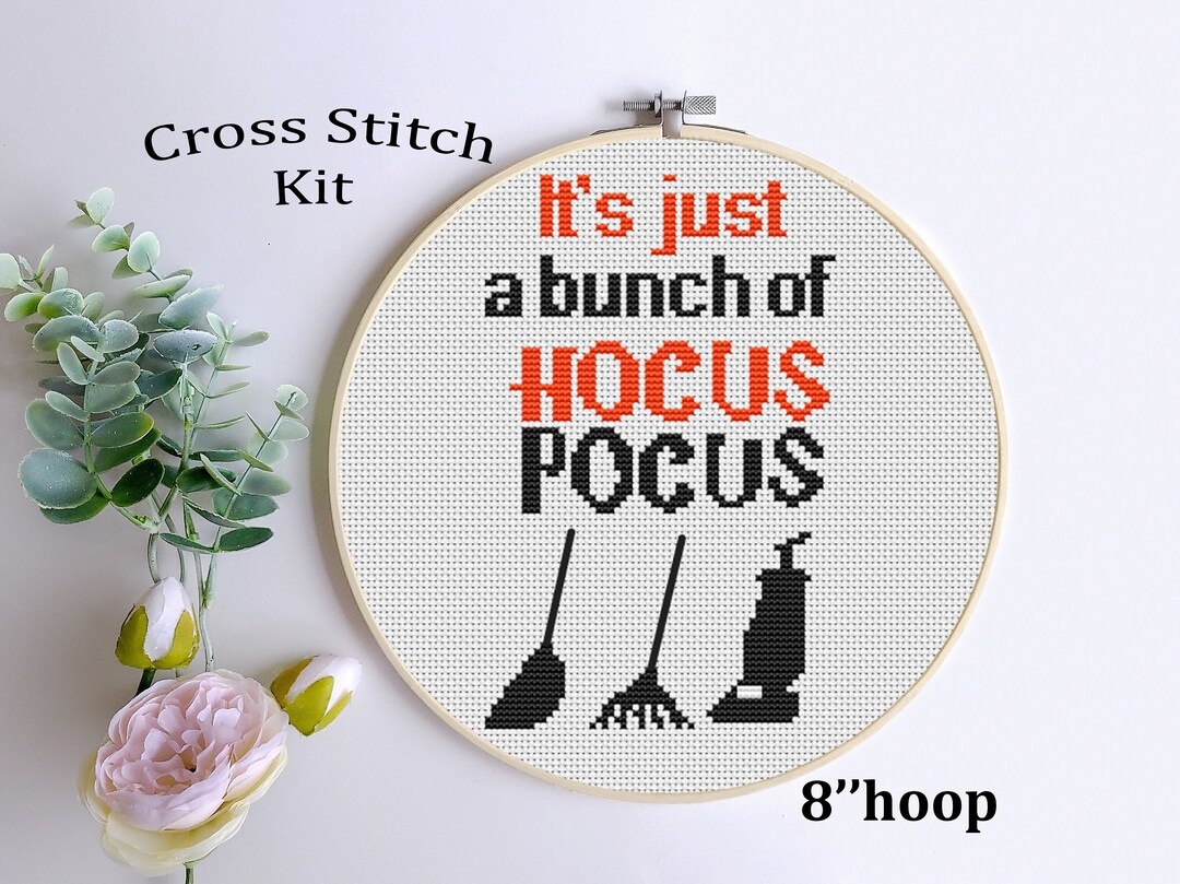 Hocus Pocus Cross Stitch Kit: Funny Halloween Embroidery Pattern - Etsy