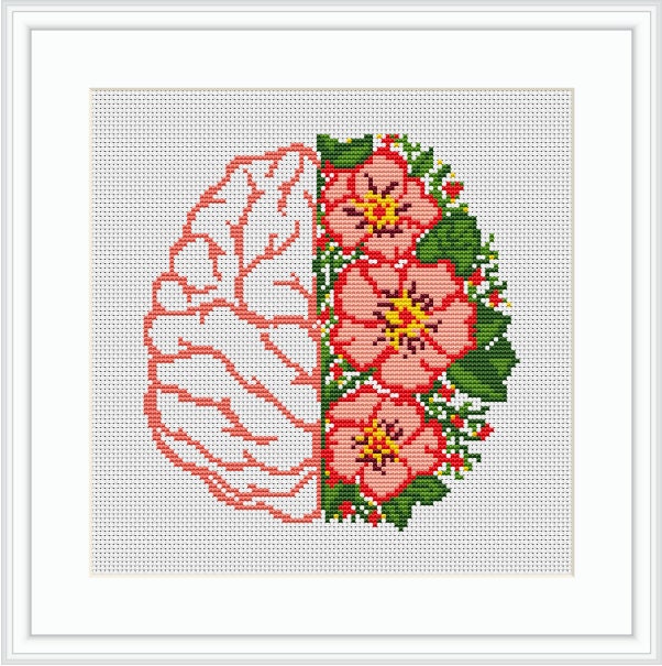 Human Brain Cross Stitch Pattern. Anatomy Brain PDF Instant Download ...