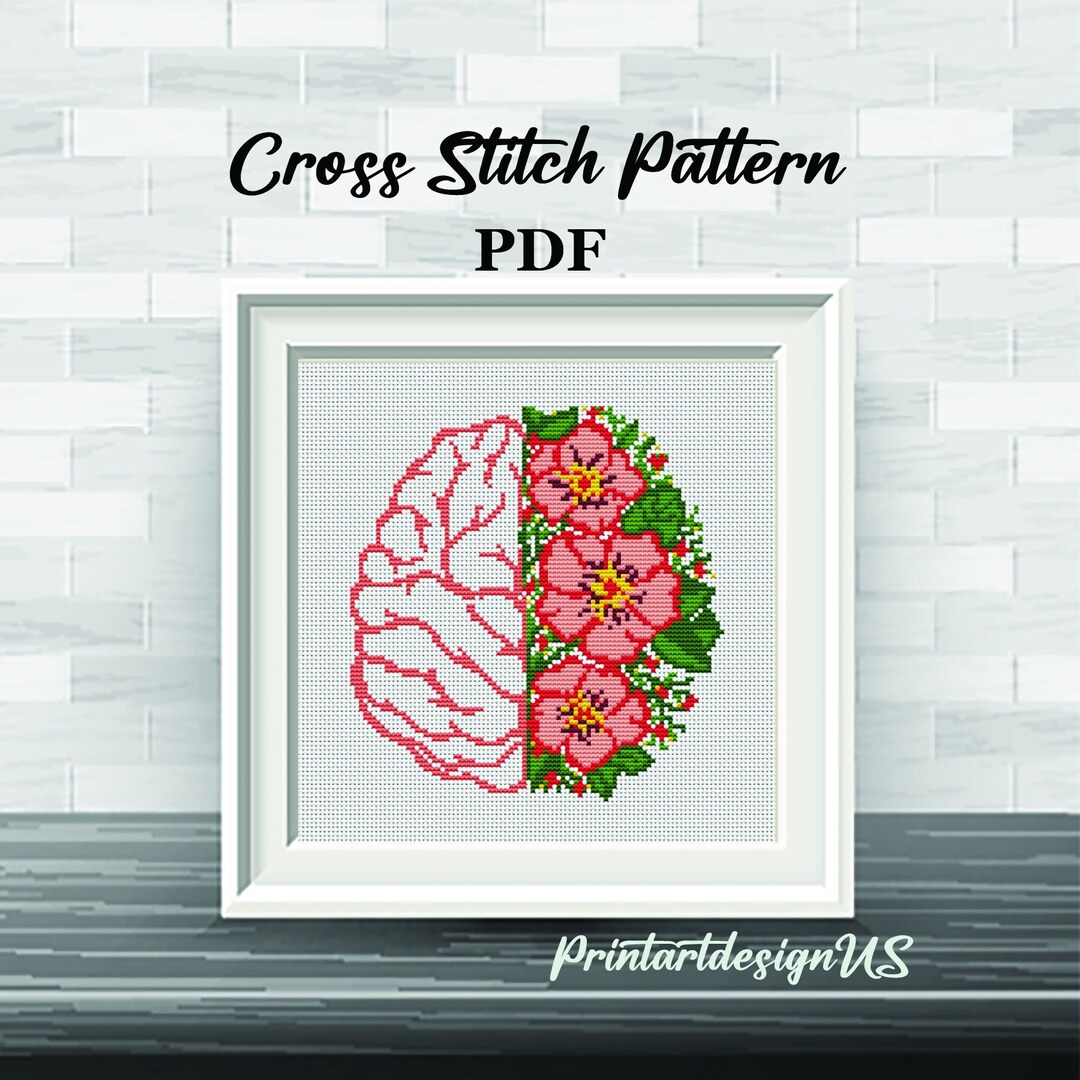 Human Brain Cross Stitch Pattern. Anatomy Brain PDF Instant Download ...
