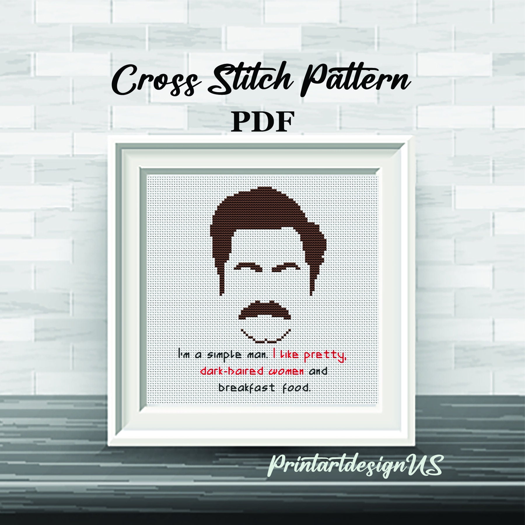 I'm A Simple Man. Ron Swanson Cross Stitch Kit. Ron Swanson Quotes Kit ...