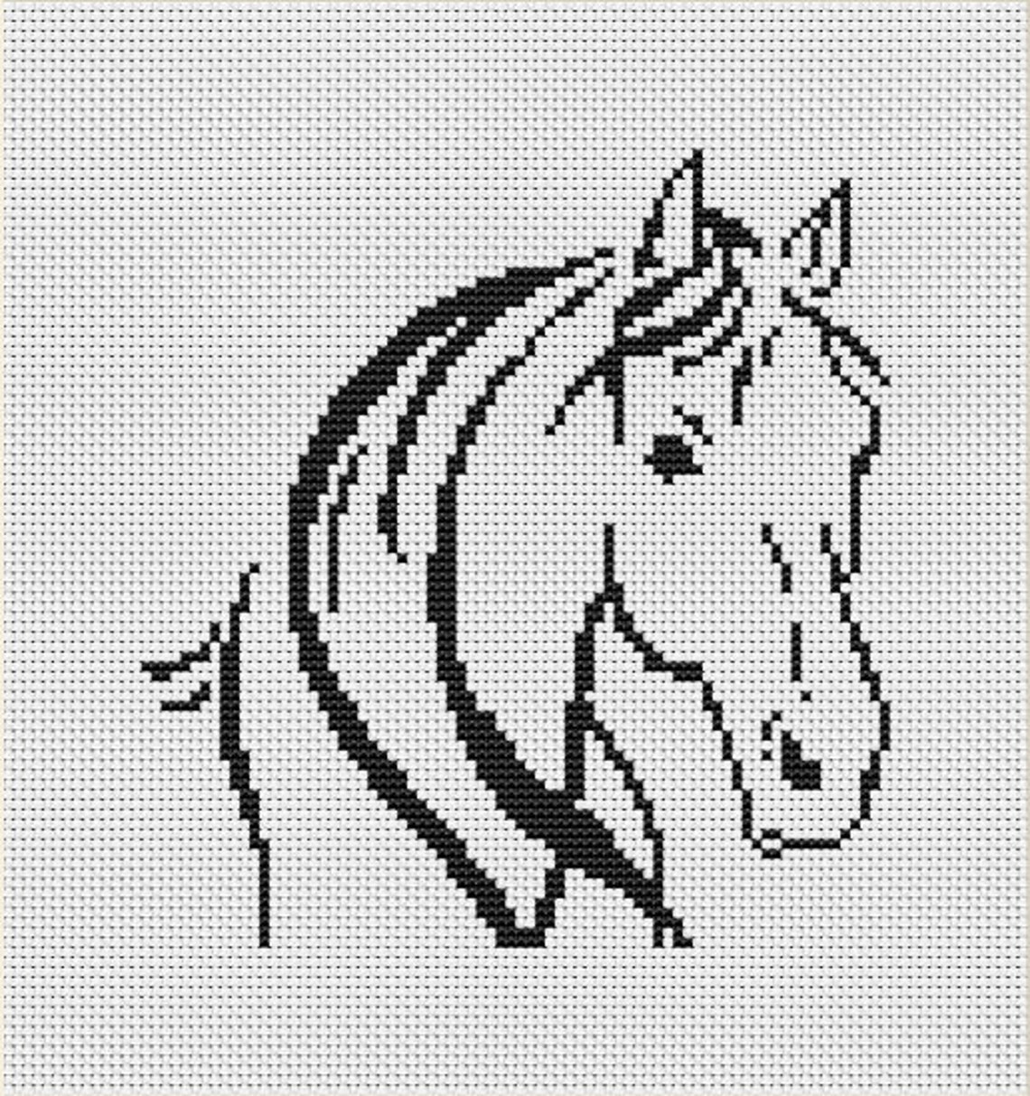 Horse Cross Stitch Pattern. Monochrome Cross Stitch PDF Instant ...