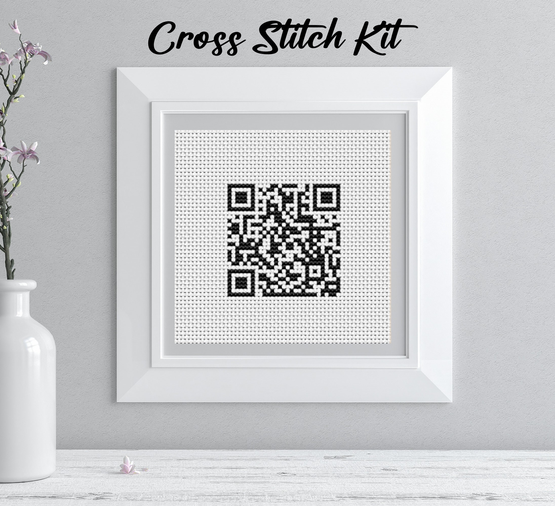Custom QR Code Cross Stitch Pattern. Your Text Song Email Wi-fi URL QR ...