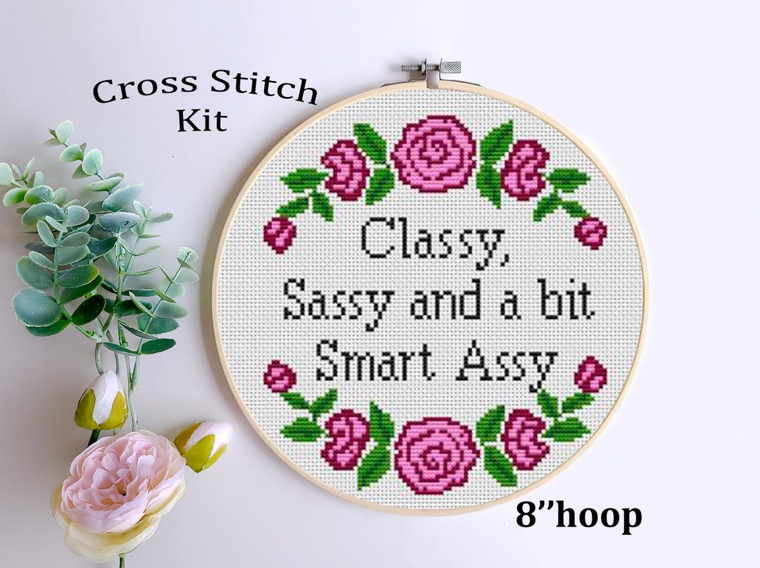 Classy Sassy and a Bit Smart Assy Cross Stitch Kit. Funny Quote Cross ...