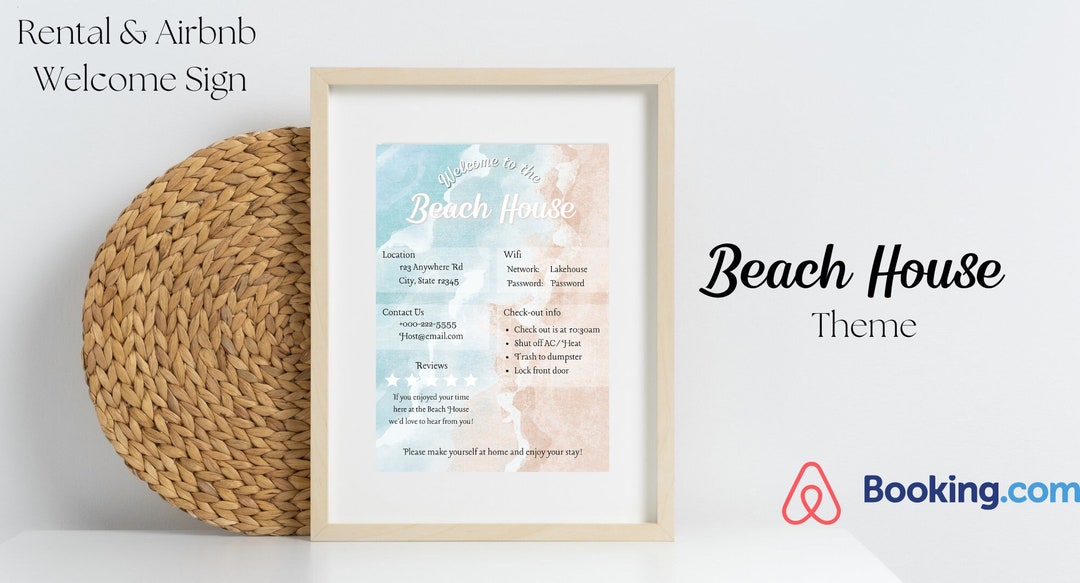 Beach House Welcome Sign, Airbnb Welcome Sign, Rental Welcome Sign for ...
