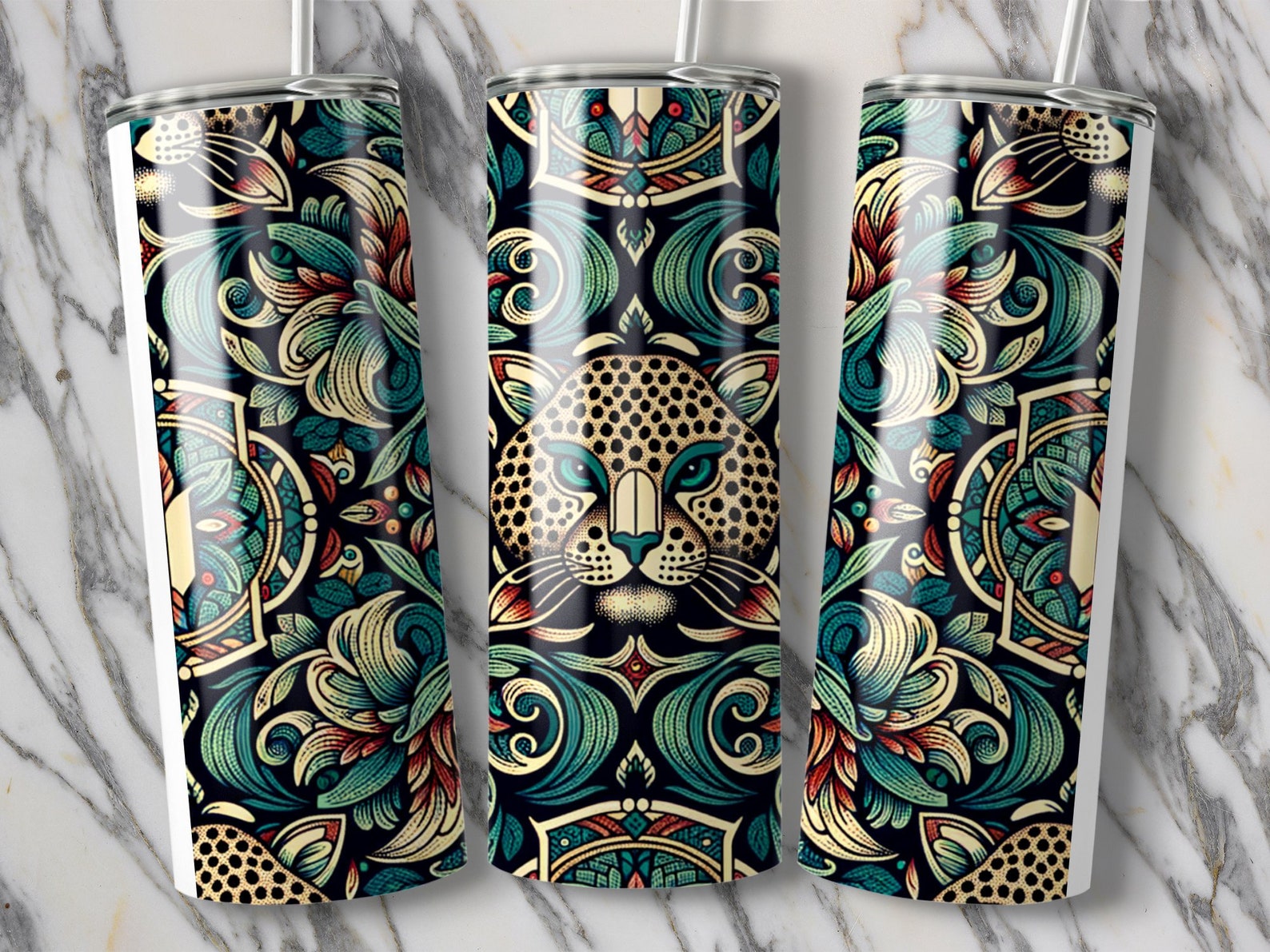 20oz Skinny Tumbler Wrap, Tapered Leopard Design, Digital Download PNG ...