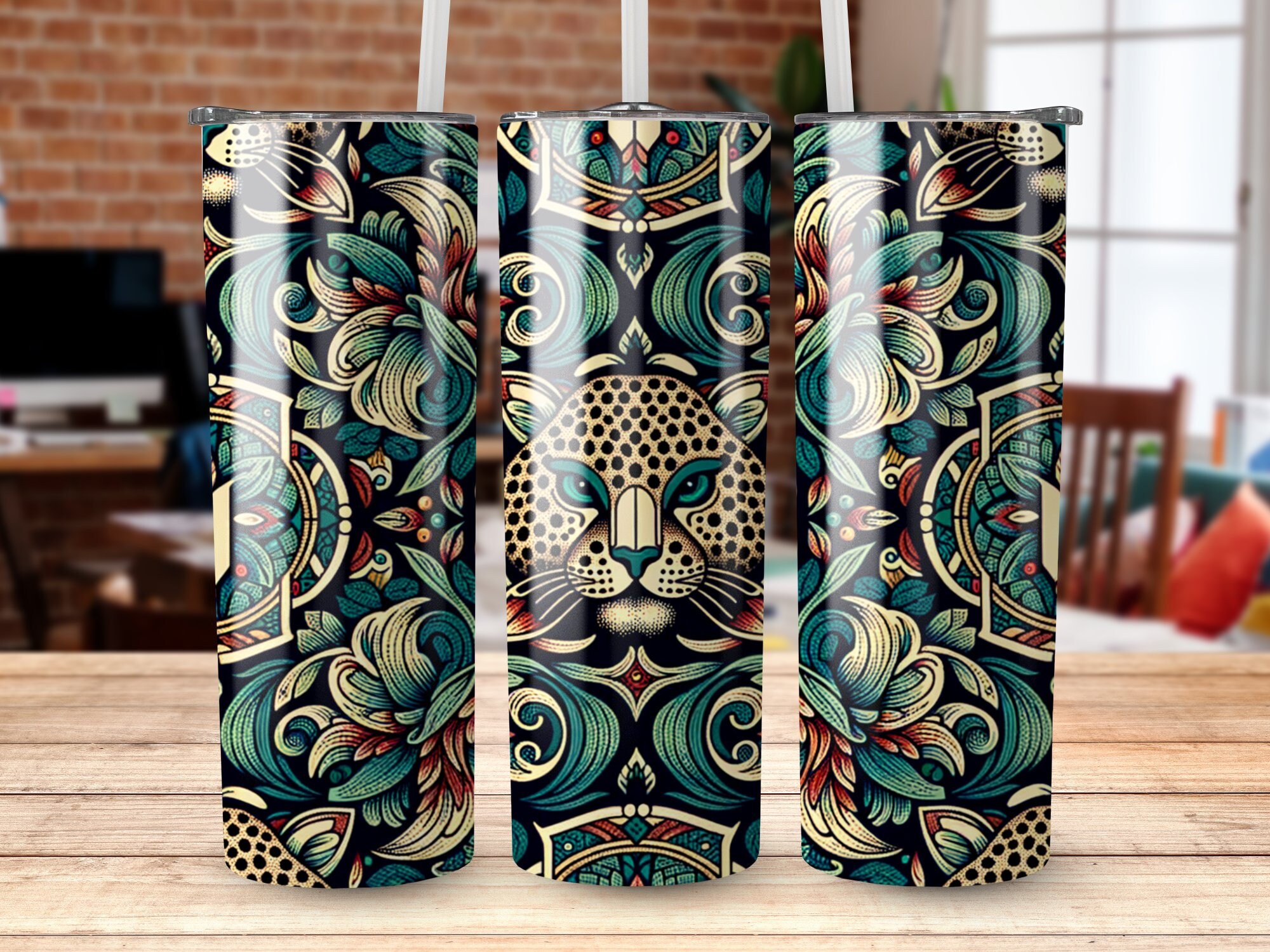 20oz Skinny Tumbler Wrap, Tapered Leopard Design, Digital Download PNG ...