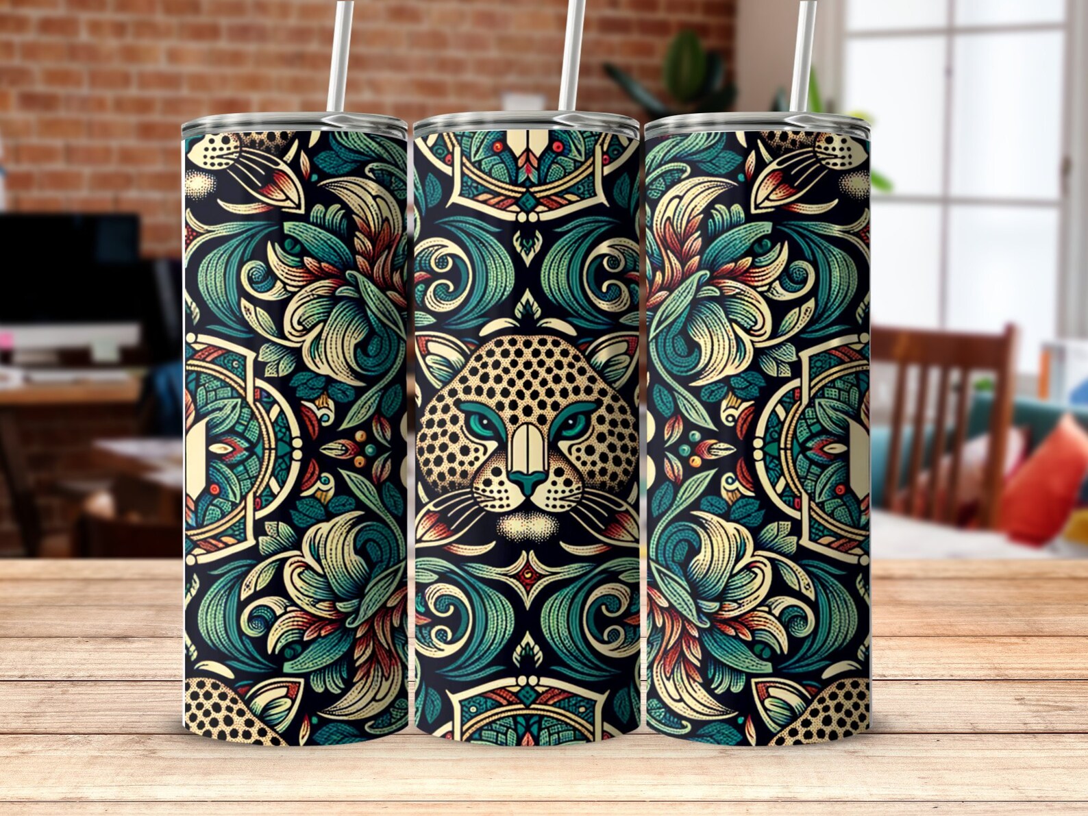 20oz Skinny Tumbler Wrap, Tapered Leopard Design, Digital Download PNG ...