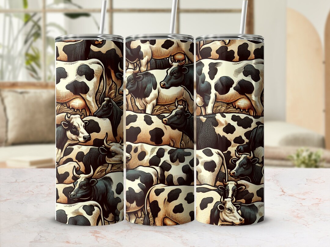 Cow Print Tumbler Wrap, Farm Animal Digital Design, 20oz Skinny Non ...