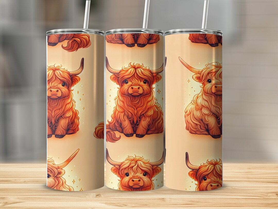Highland Cow Tumbler Wrap 20oz Design, Non-seamless 9.2x8.3, Skinny ...