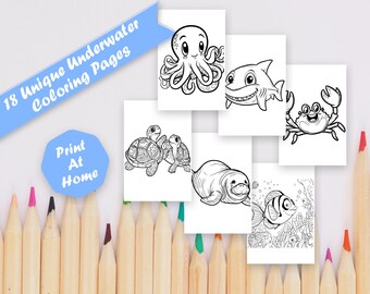 18 Pages of Underwater Creatures for Coloring All Ages Activity - Etsy