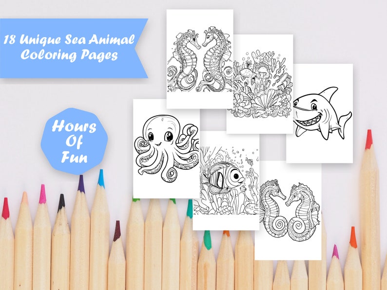 Underwater Ocean Animals Coloring Book 18 PDF Pages of - Etsy Australia