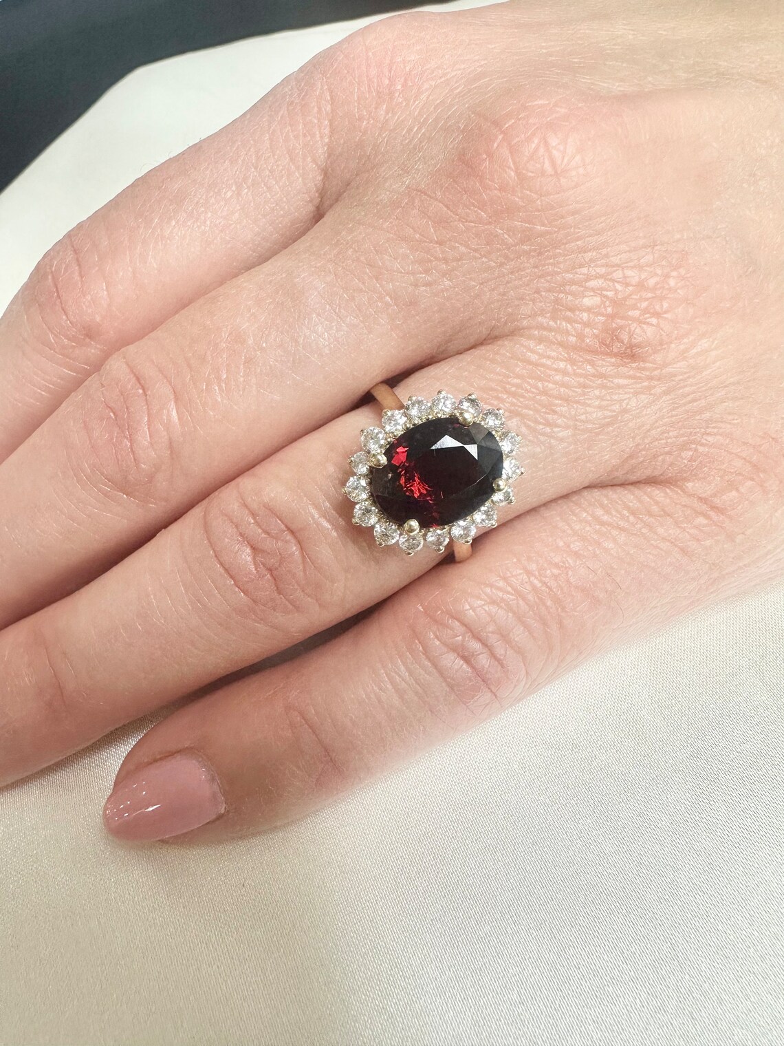 Red Zircon Diamond Ring - Etsy