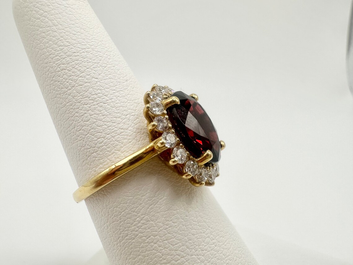 Red Zircon Diamond Ring - Etsy