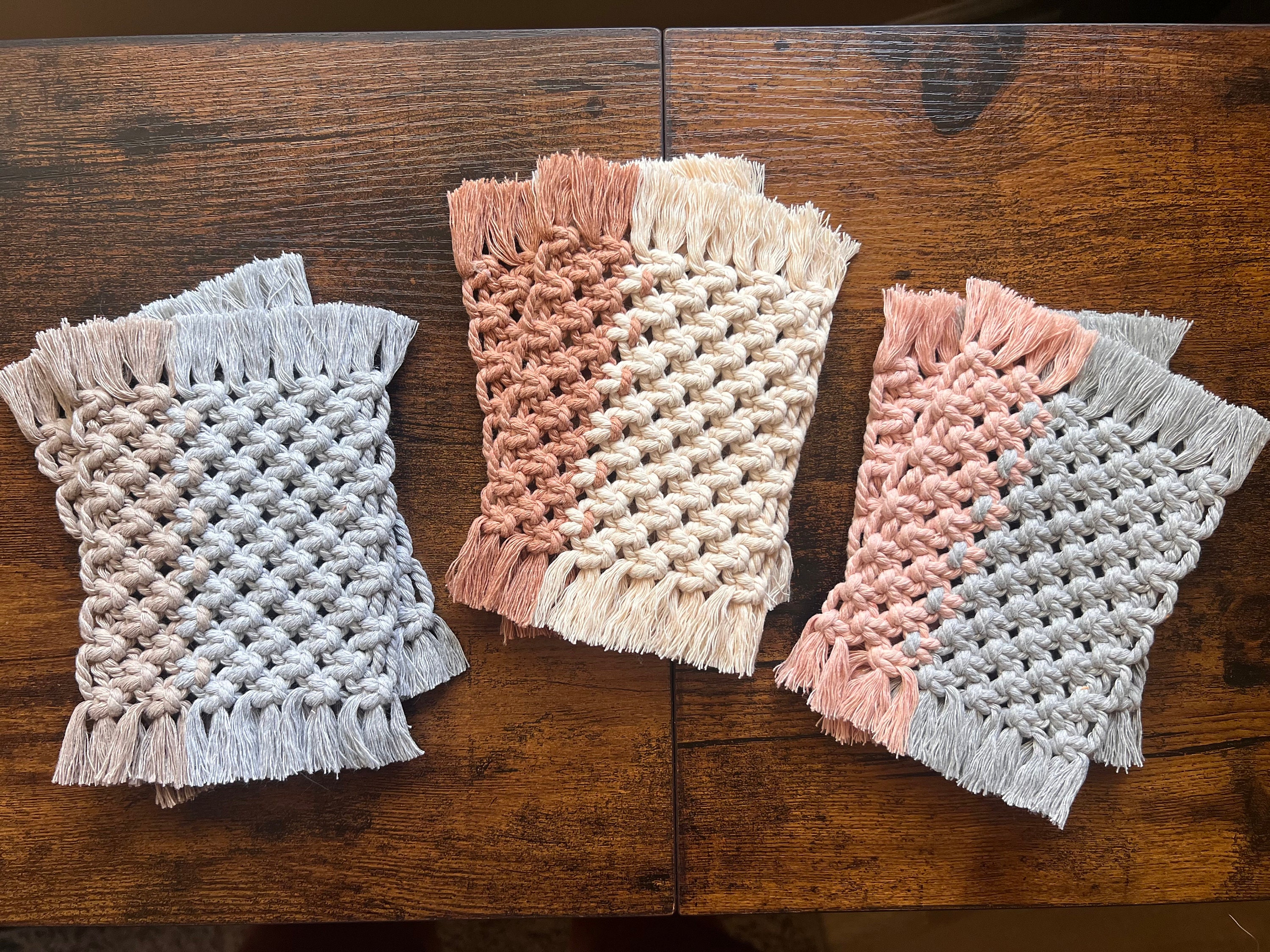 Macrame Coasters Home Coasters Boho Decor Square Braided Coasters House ...