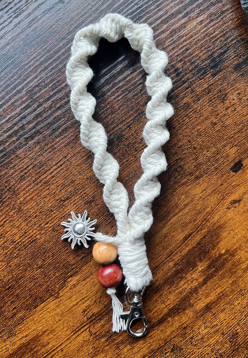 Keychain Spiral Macrame Macrame Wristlet Stocking Stuffer Lobster Claw ...