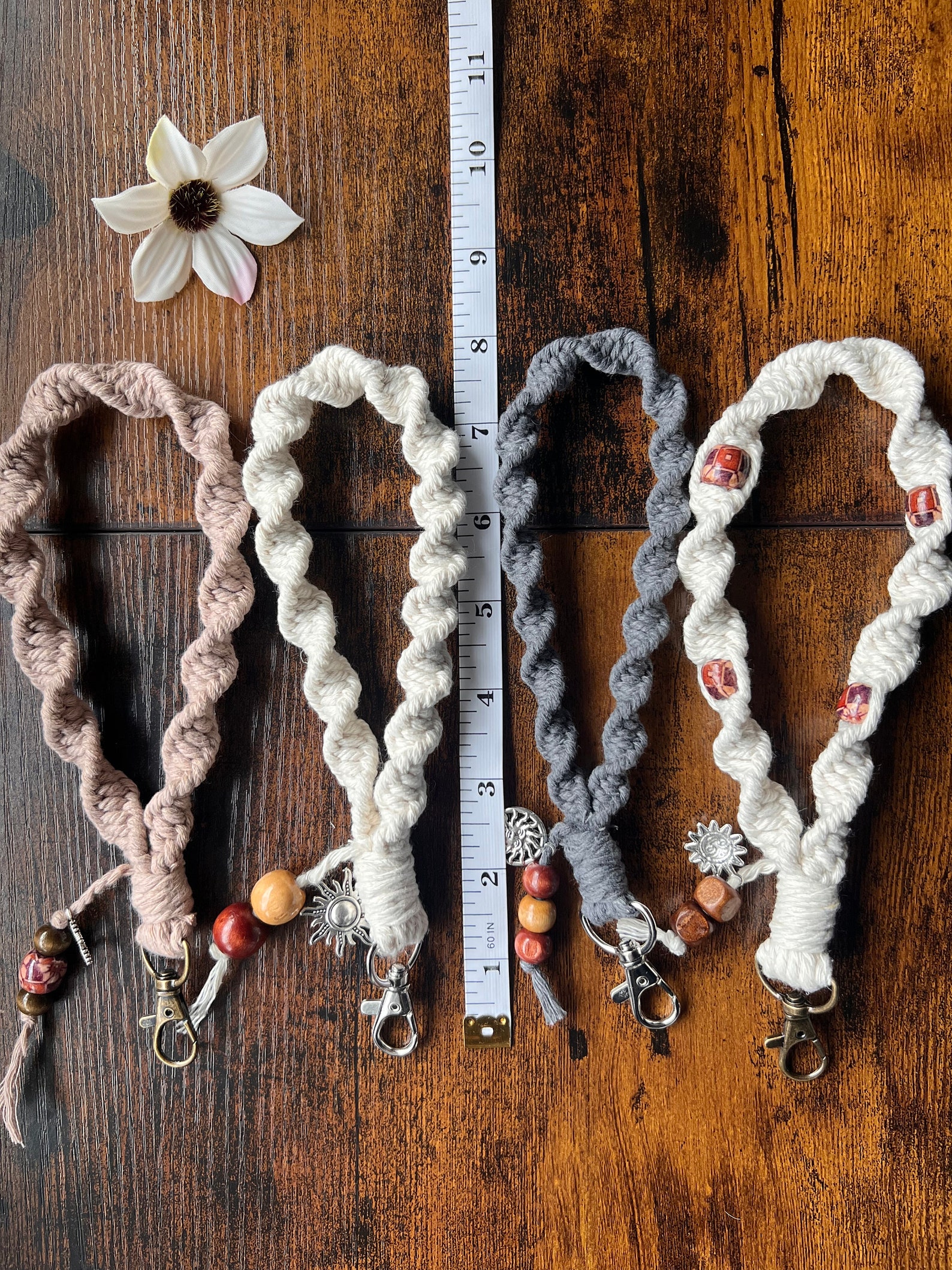 Keychain Spiral Macrame Macrame Wristlet Stocking Stuffer - Etsy