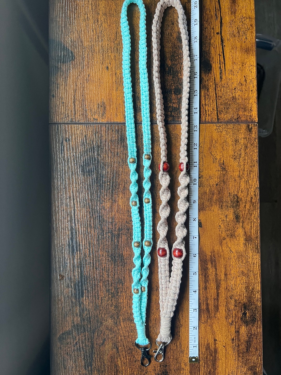 Lanyard Macrame Bead Accents Macrame Lanyard Teacher Gift Keychain ...