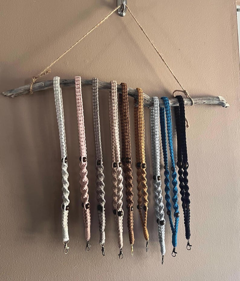 Macrame Lanyard With Bead Accents, Teacher Gift, Boho Keychain Lanyard ...