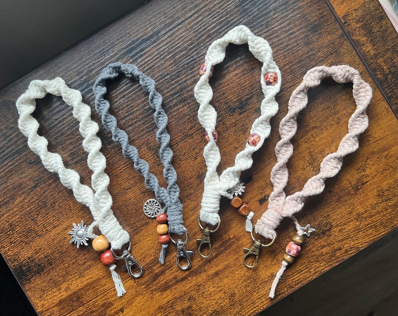 Keychain Spiral Macrame Macrame Wristlet Stocking Stuffer - Etsy