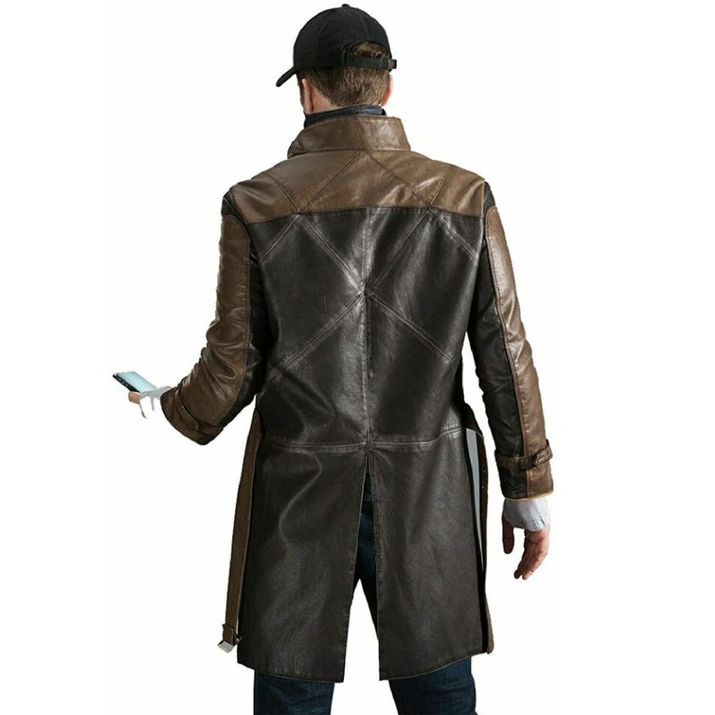 Men Game Cosplay Real Leather Trench Coat Winter Pearce Leather Coat ...