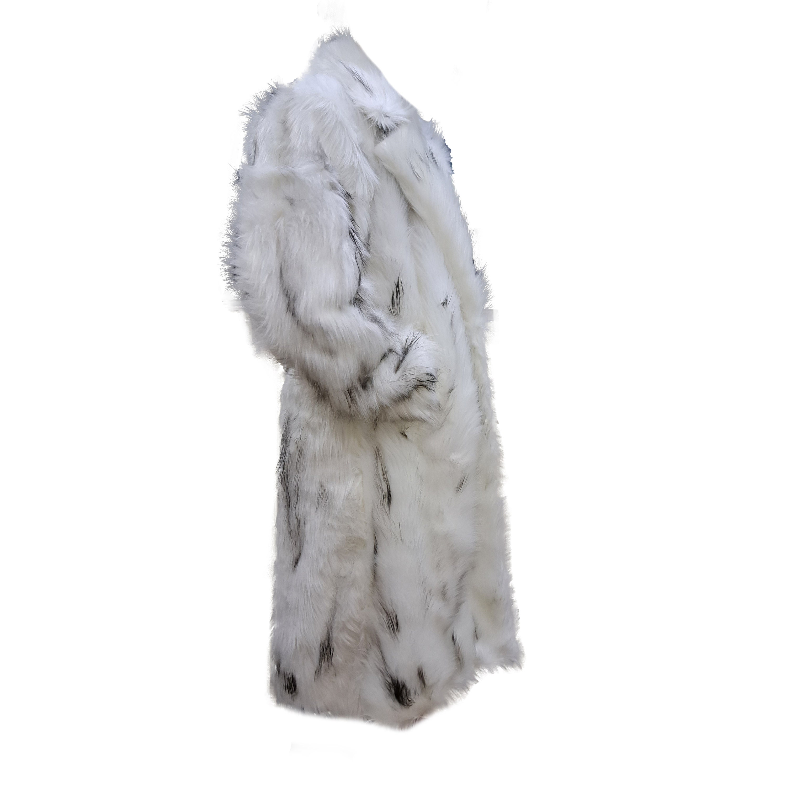 White Faux Fur Coat Handmade Men's Furry Long Trench Coat Winter White ...