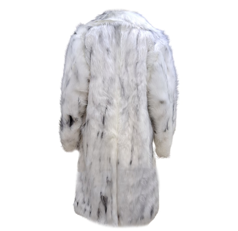 White Faux Fur Coat Handmade Men's Furry Long Trench Coat Winter White ...