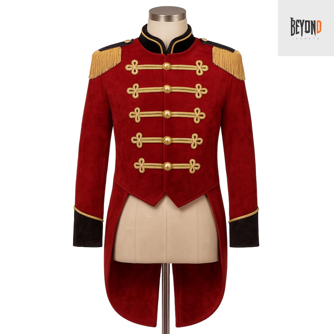 Nutcracker Tailcoat Jacket for Men & Women Red Suede Military Parade ...