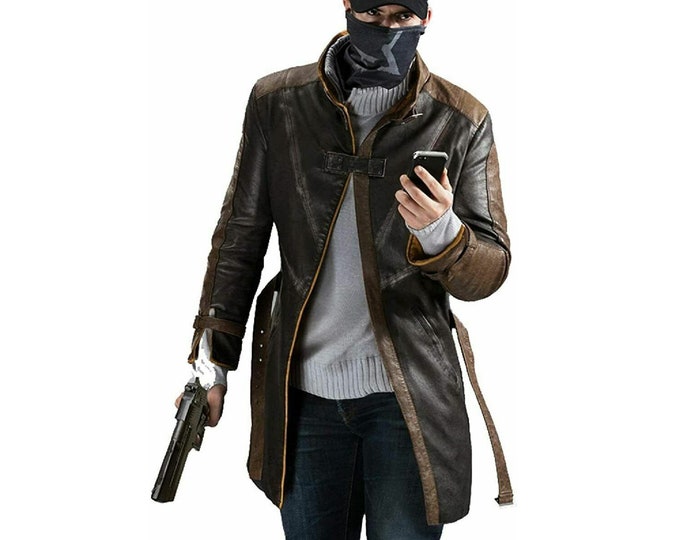 Men Game Cosplay Real Leather Trench Coat Winter Pearce Leather Coat ...