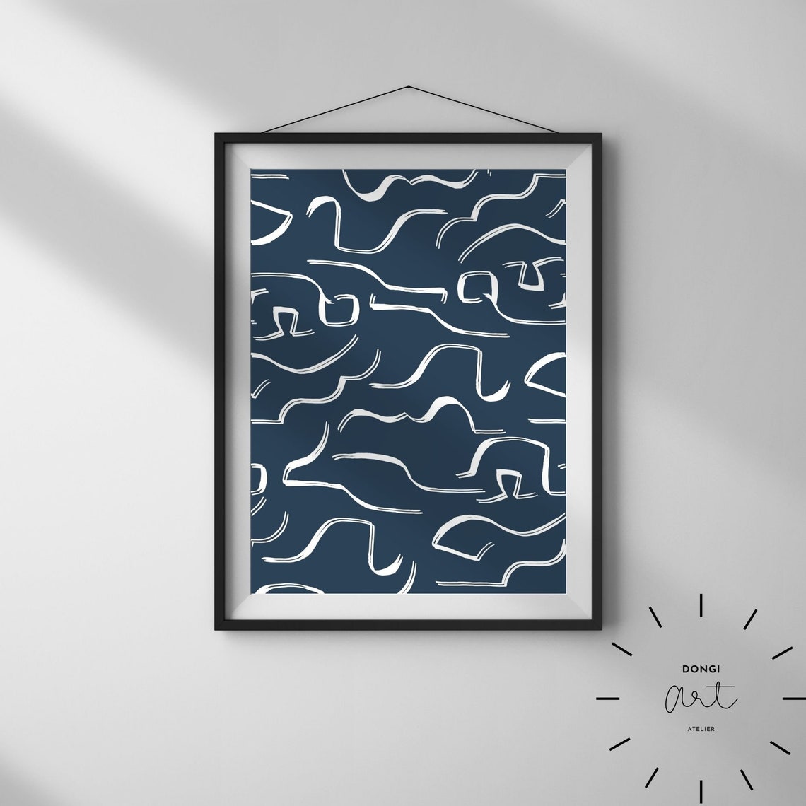 Navy Blue Wall Art Line Art Print Home Decor Digital Prints Digital ...