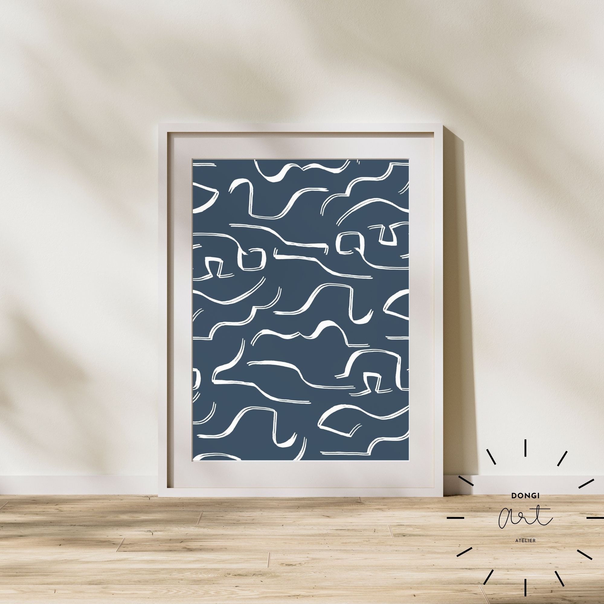 Navy Blue Wall Art Line Art Print Home Decor Digital Prints Digital ...