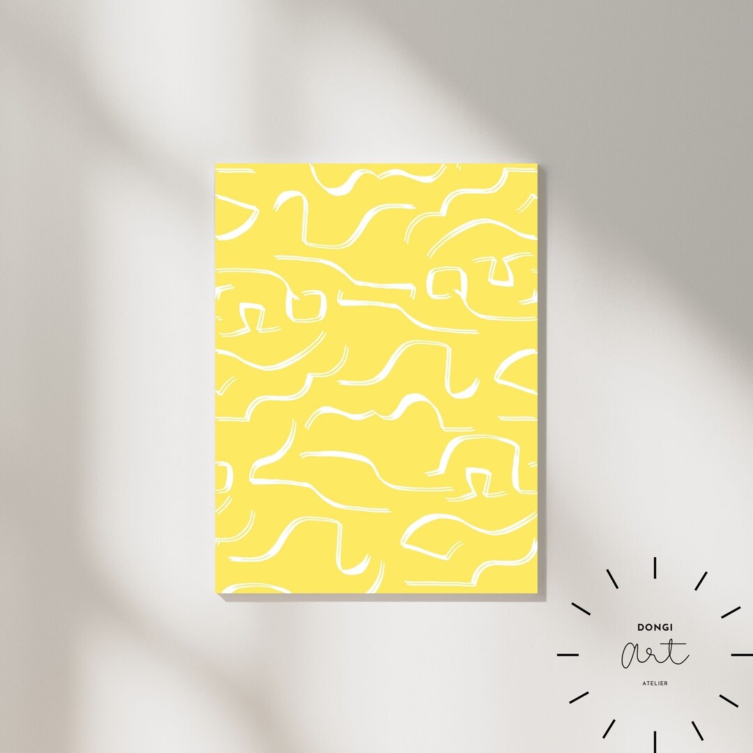 Yellow Wall Art | Line Art Print | Home Decor | Digital Prints ...