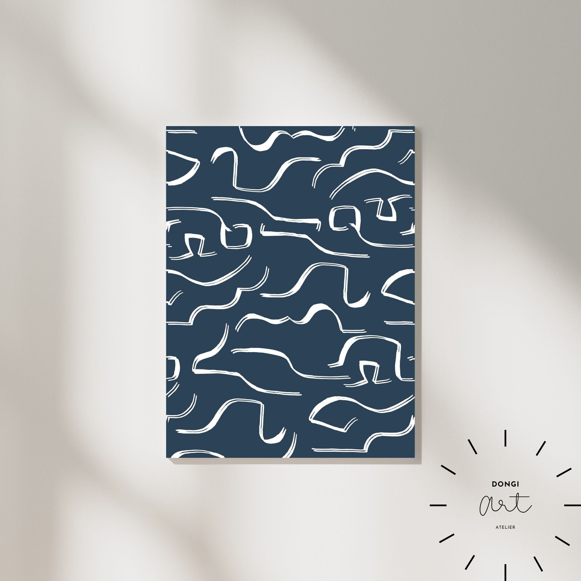 Navy Blue Wall Art Line Art Print Home Decor Digital Prints Digital ...